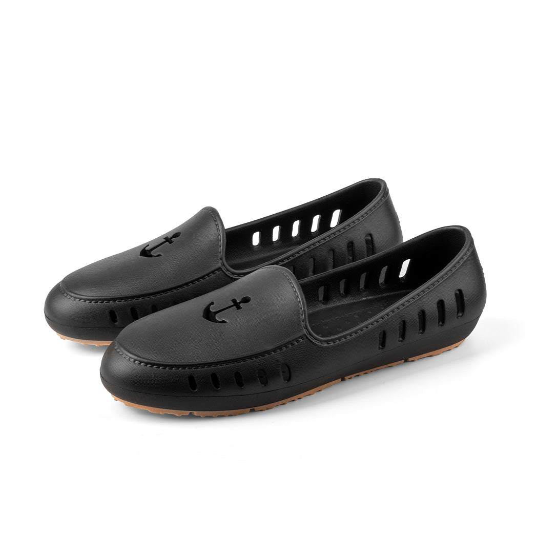 Cruise Loafer - Black Anchor Perforated / Waterproof – SlingersUSA