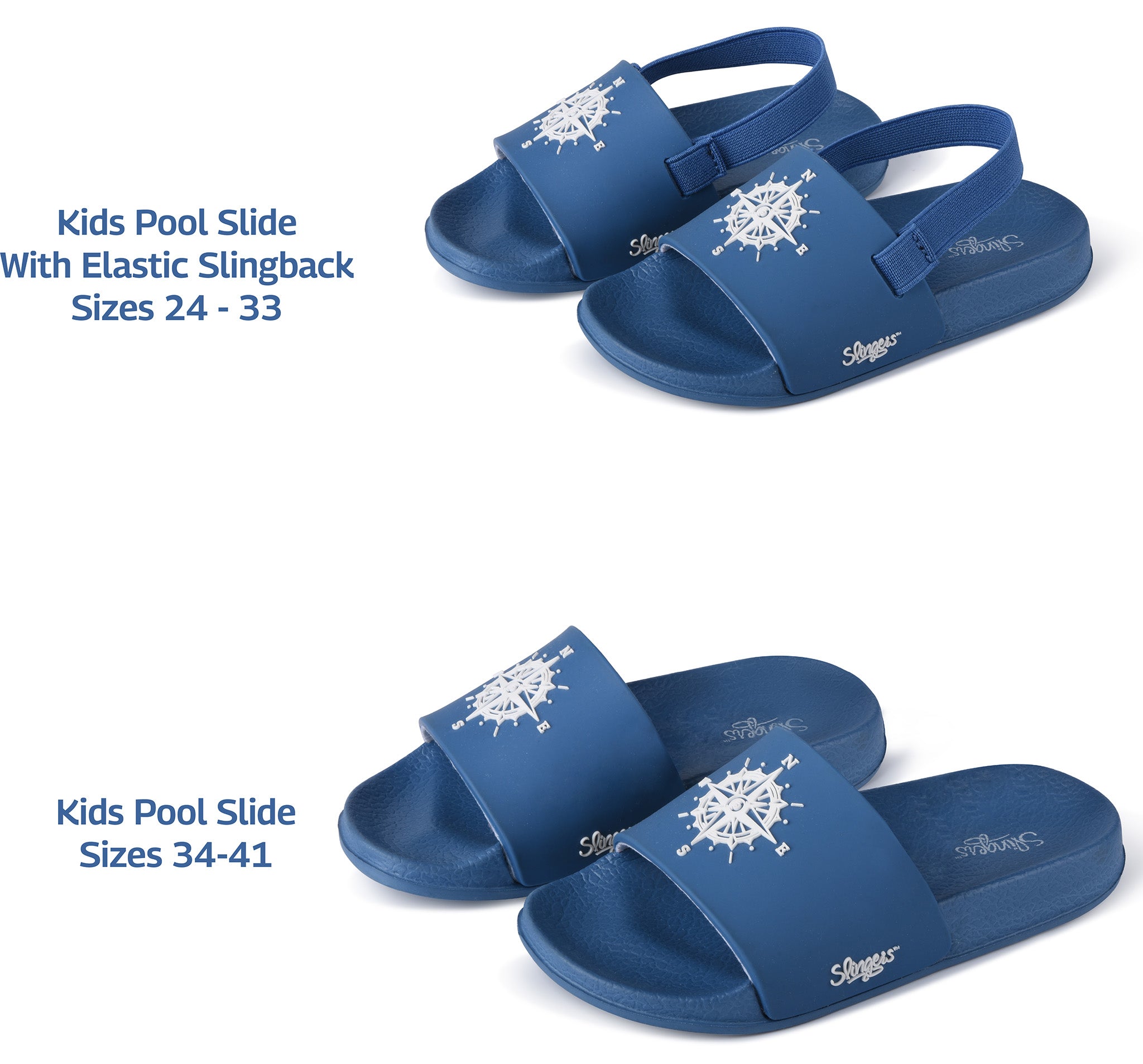 POOL SLIPPERS BLUE COMPASS – SlingersUSA