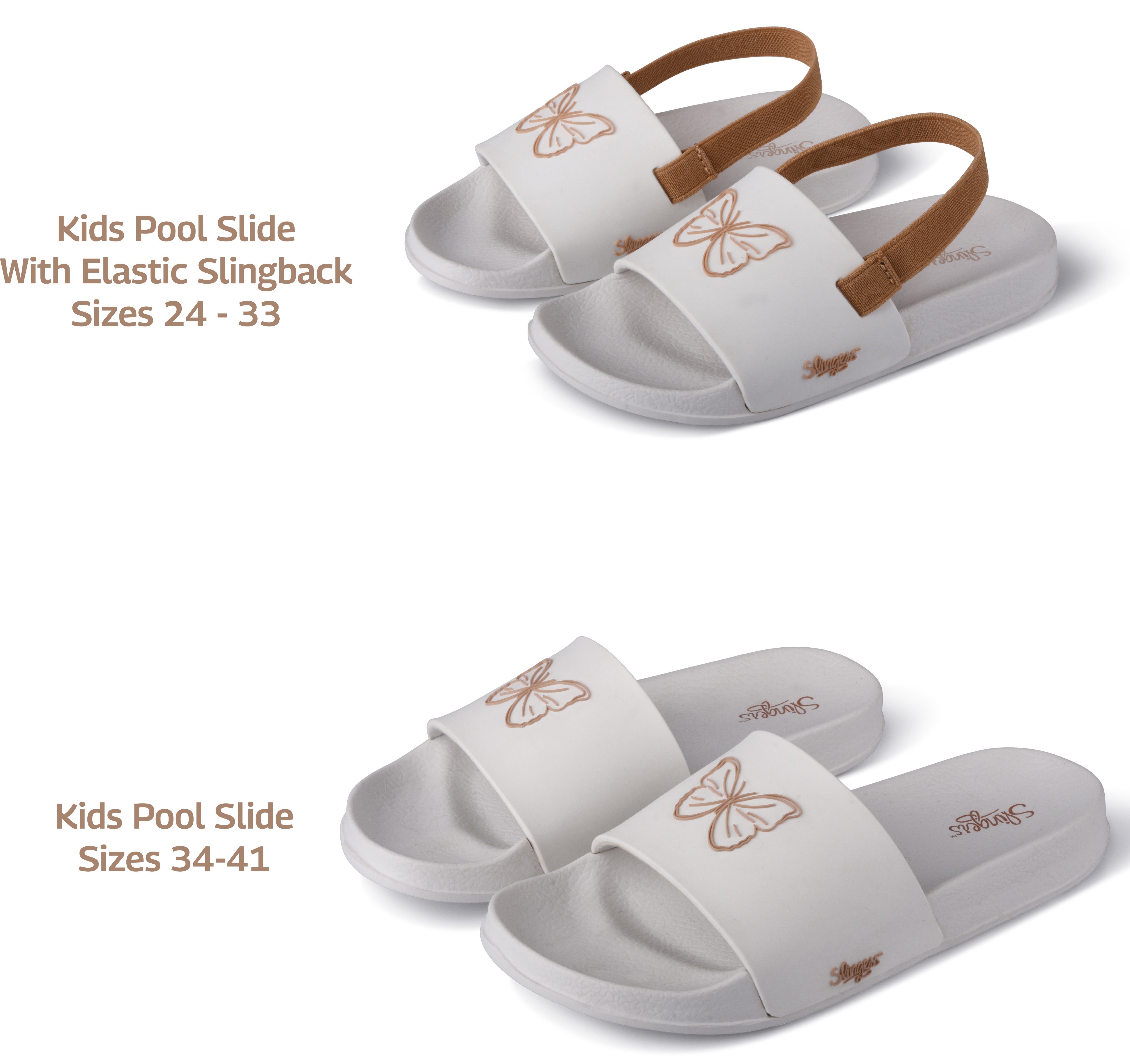 POOL SLIPPERS WHITE BUTTERFLY – SlingersUSA